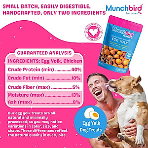 Munchbird Dehydrated Chicken Jerky Wrapped Egg Yolk Dog Treats, 100% Egg Yolk, Food Topper for Dogs, No Filler, Alternative to Freezed Dried Quail Egg Yolk, 7 OZ (Pack of 20 to 30 Egg yolks)