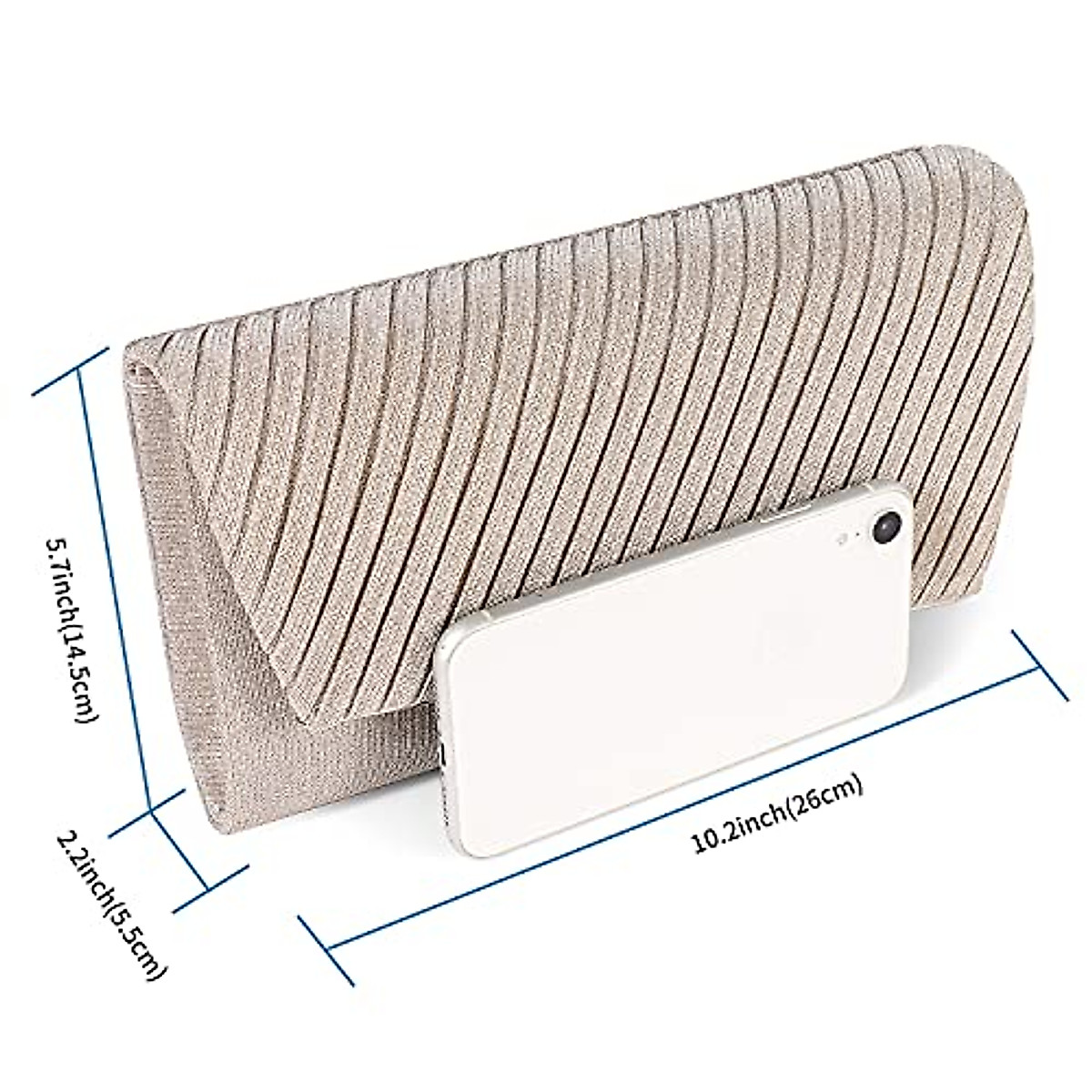 NC ZHANNI Shiny Clutch Purses for Women Evening Bags and Cluthes Flap Envelope Handbags Formal Wedding Party Prom Purse (Beige)