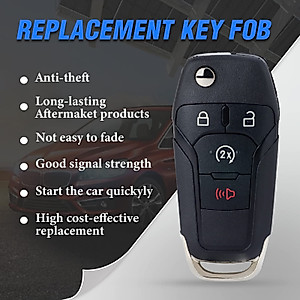 Keymall Flip Key Fob Keyless Entry Remote Control for Ford F150/F250/F350/F450/F550 2017-2020 for Ford Ranger 2019 2020(FCC ID:N5F-A08TDA P/N:164-R8134) 4 Buttons (Aftermarket)