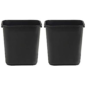 AmazonCommercial 3 Gallon Commercial Office Wastebasket, Black, 2-Pack