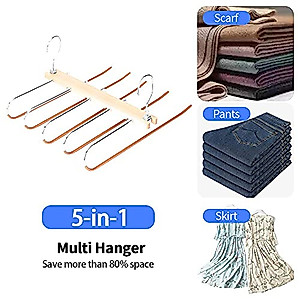 Houseke Magic Pants Hangers,Space Saving Closet Hangers 5 Layers 2 Uses Multi Functional Pants Rack,Clothes Organizer Rack for Clothes Trousers Scarves Ties(1 Pack)…
