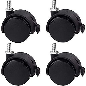 MONOMI 4 Pack 1.5 Inch Nylon Plastic Replacement Caster Swivel Furniture Wheels Floor Protecting Office Chair Swivel Caster Threaded Stem with Brake Black
