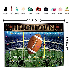 BINQOO 7x5ft Football Backdrop Photography Rugby Sports Party Background American Football Field Photo Banner Boy Kids Party Football Decoration Supplies