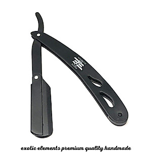 Men's Professional Black Steel Barber Men’s Folding Razor Knife Straight Edge Barbershop Razor Blade