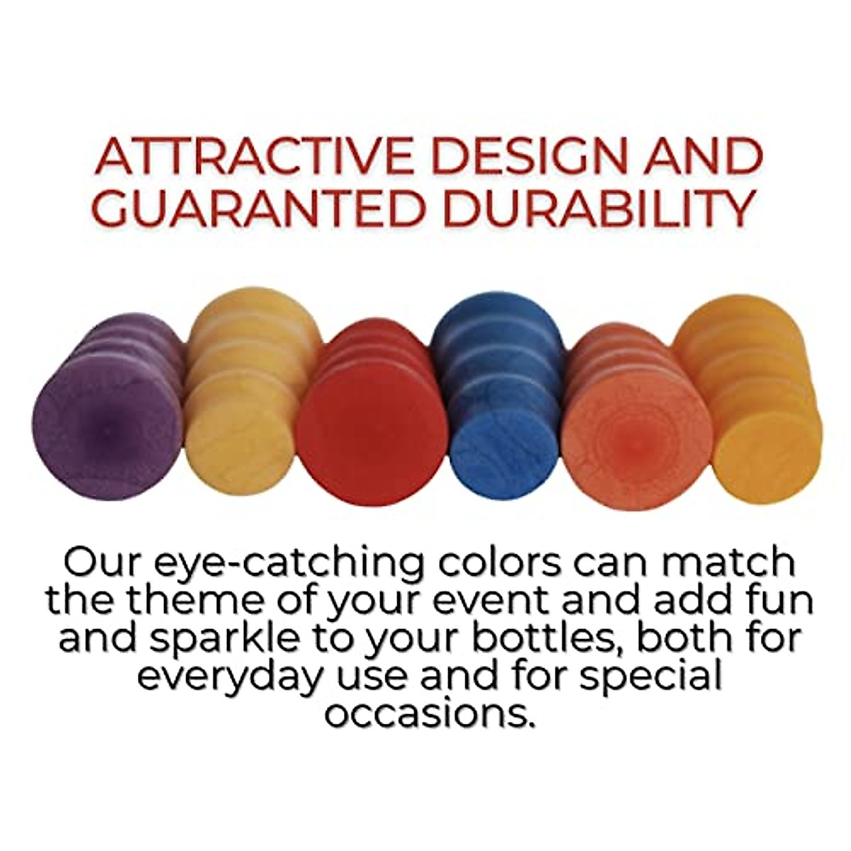 Wine stoppers, 6 x silicone wine bottle stoppers, reusable beverage stopper, multicolored.