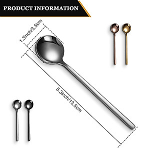 4 Pieces Coffee Spoons Teaspoons Stainless Steel Espresso Spoons Frosted Handle Soup Spoons for Coffee Sugar Soup Ice Cream Dessert Cake Supplies, 5.31 Inch and 4 Colors