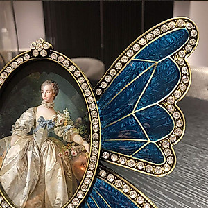 soofylia Retro Metal Butterfly Frame with Rhinestones Indigo Photo Frame 3.5 × 5 Room Decor Perfect for Wedding, Baby Birth Anniversary, Vacation, Graduation, Housewarming or any Memorable Photos