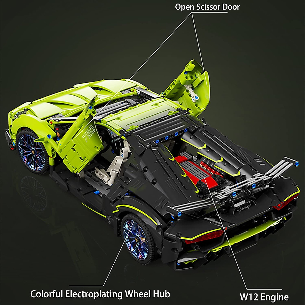 NEWRICE Super Sports Car Building Kit,1:10 Scale Car Model Building Blocks Toys,Adult Collectible Race Car,for 14+ Year Boys,Adult(2209Pieces)