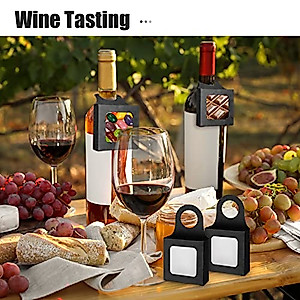 25 Count Kraft Paper Wine Bottle Box with Window Hanging Foldable Gift Boxes Wine Boxes for Gifts Empty Wine Bottles for Decoration Bottle Hanger Favor Box (Black, 3.5 x 3.5 x 1.2 Inches)