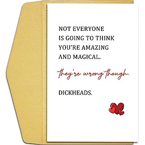 Qiliji Funny Encouragement Card for Men Women, Support Card for Friend, Affirmation Card for Sister Brother, Thank You Card, Not Everyone Think You're Amazing And Magical
