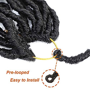 SamBraid 24 Inch 7 Packs New Soft Locs Crochet Hair for Black Women, for Natural Butterfly Locs Style Crochet Hair, Black Curly and Pre -Looped Faux Locs Crochet Hair (24 Inch, 7Packs, 1B)