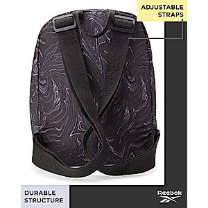 Reebok Women's Backpack - Heritage Lightweight Mini Shoulder Purse - Travel Gym Bag, Black Abstract