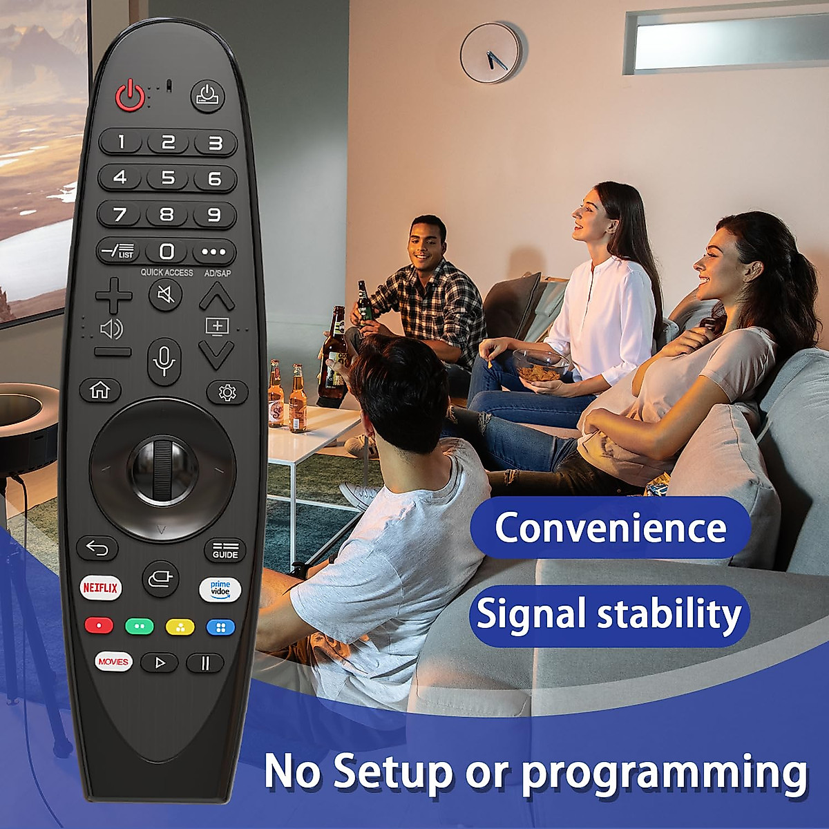 Magic Remote Control for LG Remote,AKB75855501,MR20GA Remote Control for LG UHD OLED QNED NanoCell 4K 8K with Netflix and Prime Video Hot Keys, [NO Voice Function No Pointer Function]