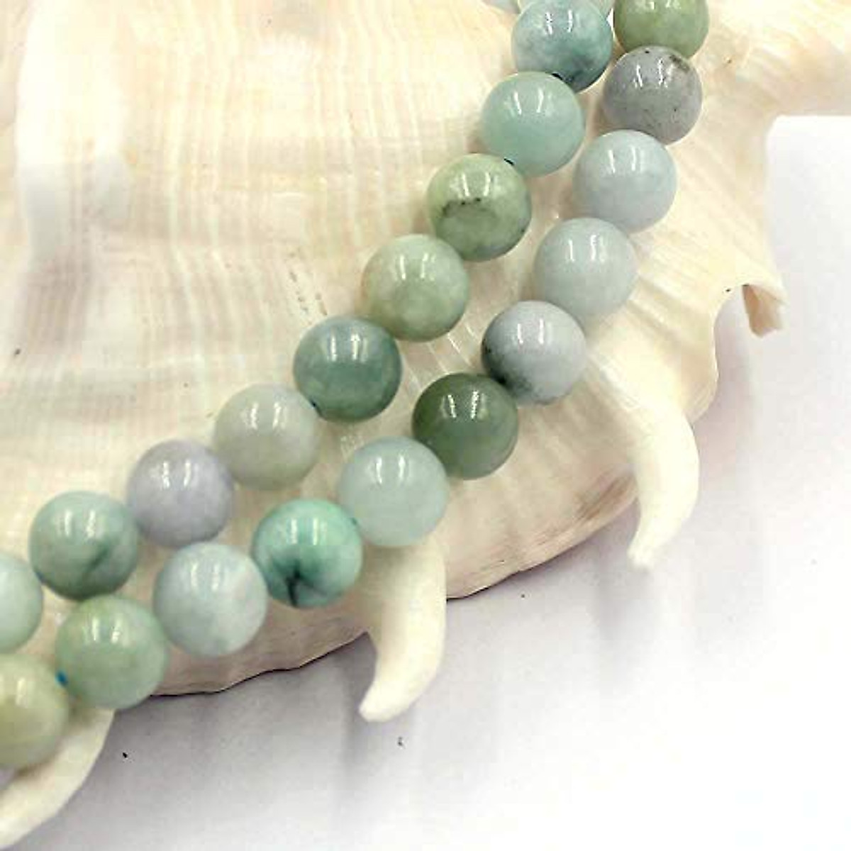 SR BGSJ Jewelry Making Natural 8mm Round Burmese A Grade Jadeite Jade Gemstone Loose Spacer Loose Craft DIY Beads Strand 15'