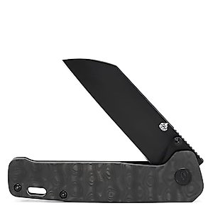 QSP Penguin Titanium Framelock EDC Pocket Knife, Marbled Carbon Fiber Handle, S35VN Steel, Kaviso Exclusive (Black)