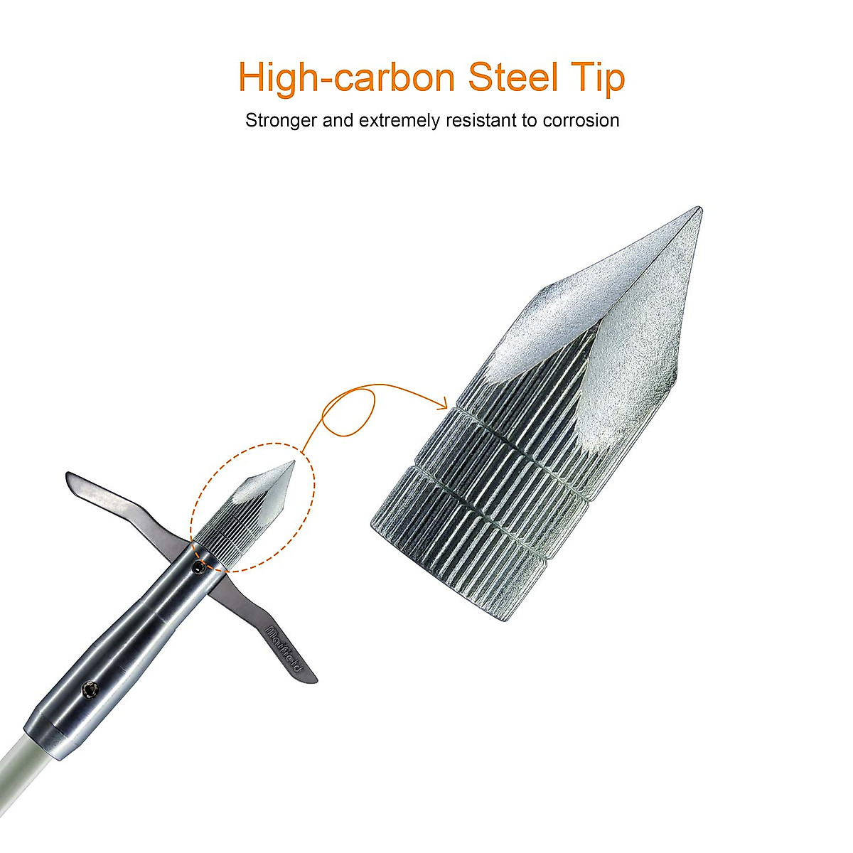 maifield Bowfishing Head 2 Mechanical barbs 2.5" Holding Area Archery Broadhead Fits 5/16" Fiberglass Arrow Shaft (6pcs per Pack)