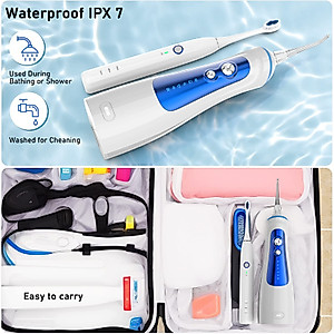 Rechargable Water Dental Flosser with Electric Toothbrush Combo for Teeth Cleaning, Oral Irrigator with 6 Flossing Modes & 5 Jet Tips, Electric Toothbrush with 3 Brushing Modes & 4 Brush Heads