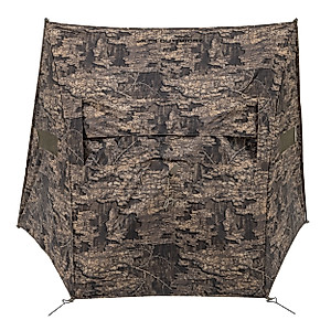 ALPS OutdoorZ Dash Camo Panel Hunting Blind with Hybrid 2 Person Ground Pop Up Design for Quick Deployment, Wide Window, and Interior Mesh Pocket, Realtree Timber