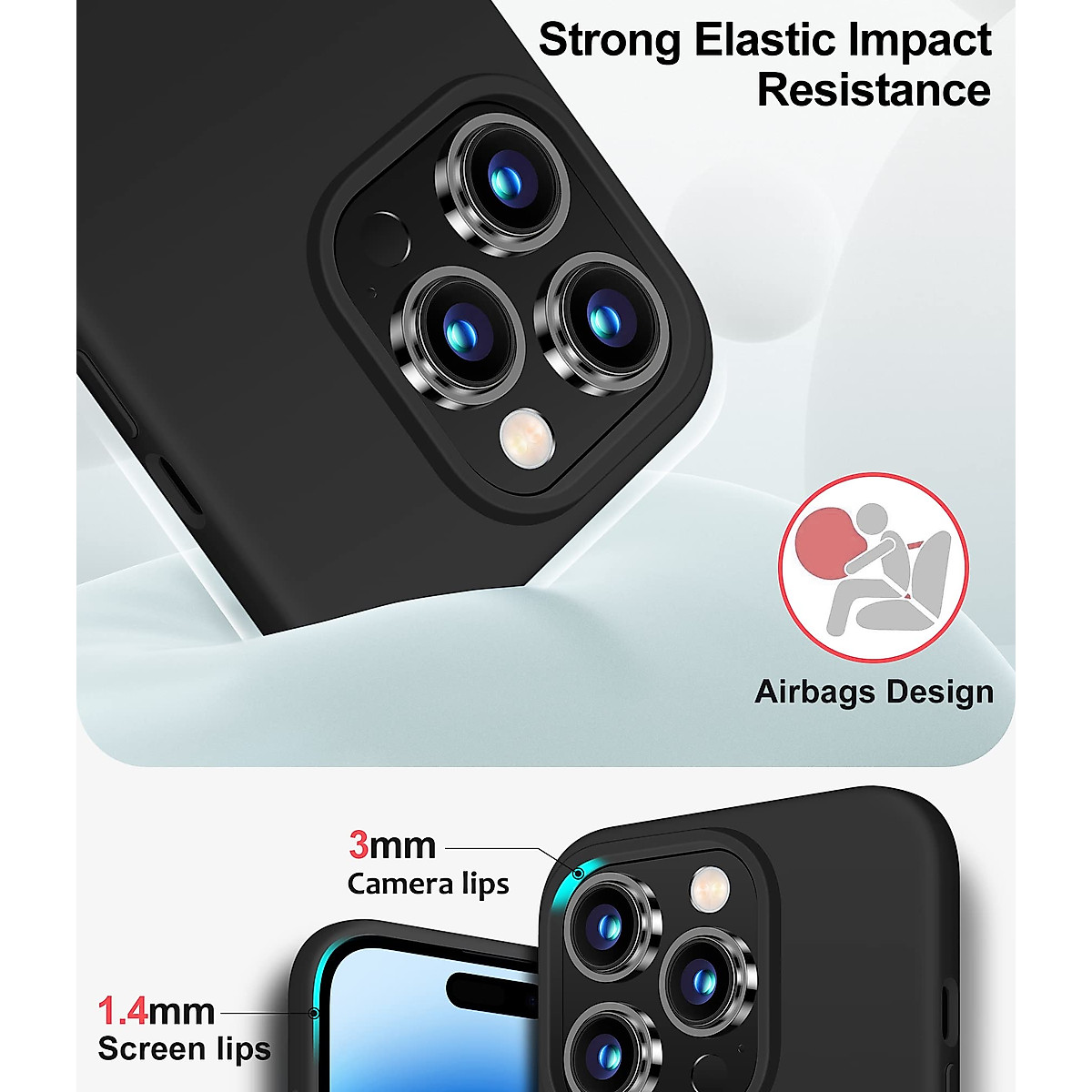 HOOMIL Silicone Case for iPhone 14 Pro 6.1-Inch, Skin-Friendly Soft Touch Cover, Anti-Scratch Microfiber Lining, Black