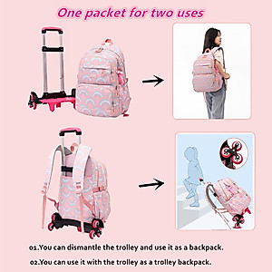 Girls Rolling Backpack Elementary Student Outdoor Travel Trolley Bag Bookbag with Wheels