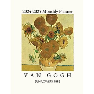 2024-2025 Monthly Wellness Planner: Two Year Schedule Organizer | 24 Months Jan 2024 to Dec 2025 Agenda With Holidays | Van Gogh Sunflowers Cover