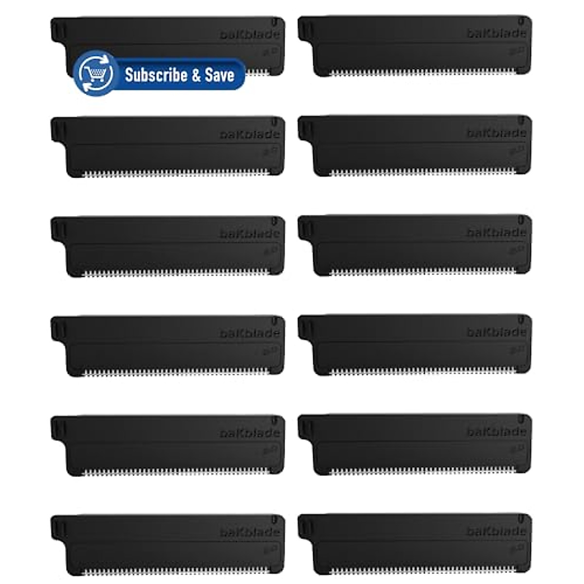 baKblade 2.0 Back Hair and Body Shaver Refill Cartridges for 2.0 and 2.0 Elite Shavers - Dryglide Technology (12 Razors Included)