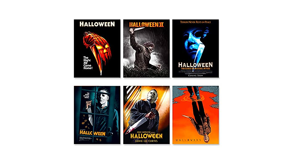 6 Horror Movie Posters Canvas | Halloween & Scream Room Decor