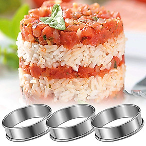 ETSAMOR 4 PCS Double Rolled Tart Rings Stainless Steel Muffin Tart Rings Professional Circular Crumpet Rings Set for Home Food Making Tool, Making Small Pastry Pancakes, Catering Business