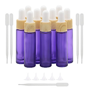 Ellbest 10ml Essential Oil Dropper Glass Bottle 10pcs Colorful Dropper Bottles with Eye Dropper for Travel, Carrying Outside (Matte Purple)