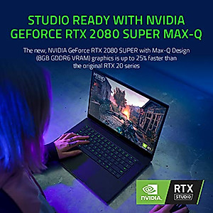 Razer Blade 15 Advanced Gaming Laptop 2020: Intel Core i7-10875H 8-Core, NVIDIA GeForce RTX 2080 SUPER Max-Q, 15.6” 4K OLED Touch, 16GB RAM, 1TB SSD, CNC Aluminum, Chroma, Thunderbolt 3, Creator Ready