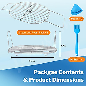 Steam and Roast Rack Compatible with Ninja Foodi Possible Cooker Pro 8.5 Qt MC1000, MC1001, MC1010 Series Slow Cooker Crock Pot- 304 Stainless Steel Rack with Gloves & Oil Brush