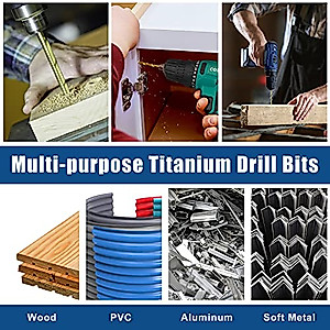 COMOWARE Titanium Twist Drill Bit Set - 13 Pcs Hex Shank High Speed Steel for Wood Plastic Aluminum Alloy, Quick Change, 1/16"-1/4"