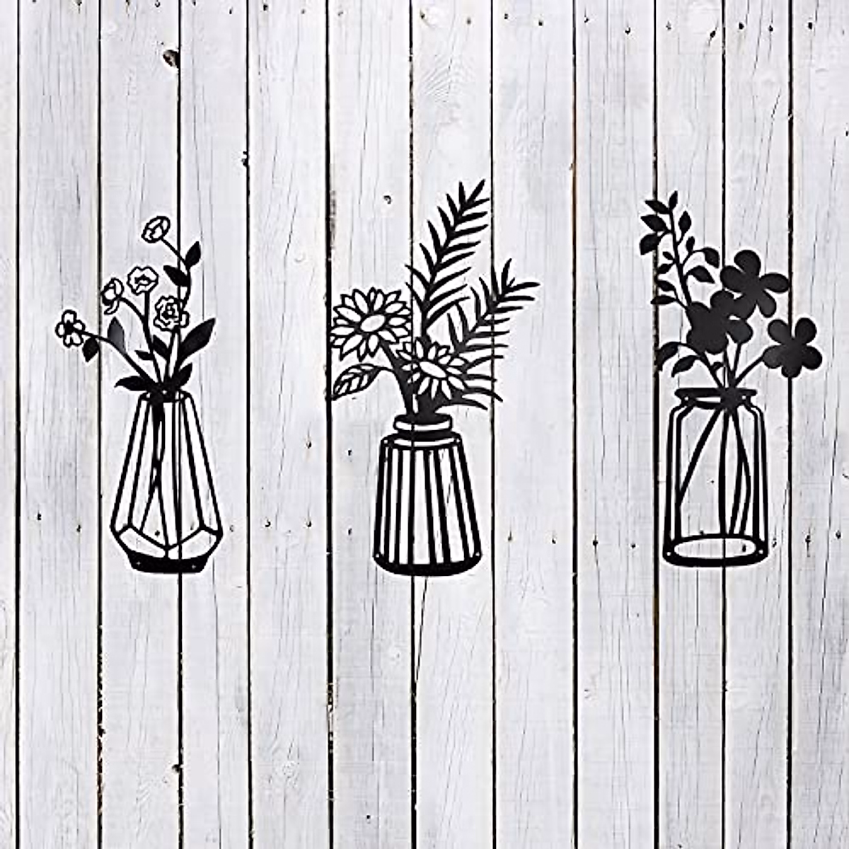 Metal Flowers Wall Decor, Metal Wall Sculpture for Patio Balcony, Black Metal Wall Decor Art for Living Room Bathroom Bedroom Dining Room,Black Wall Art for Kitchen.