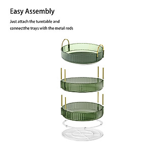 Wolfive 3-layer bathroom counter organizer, large capacity 360° rotating makeup table storage rack, lipstick and skin care storage rack, for bedroom, bathroom, kitchen and other storage (Dark green)