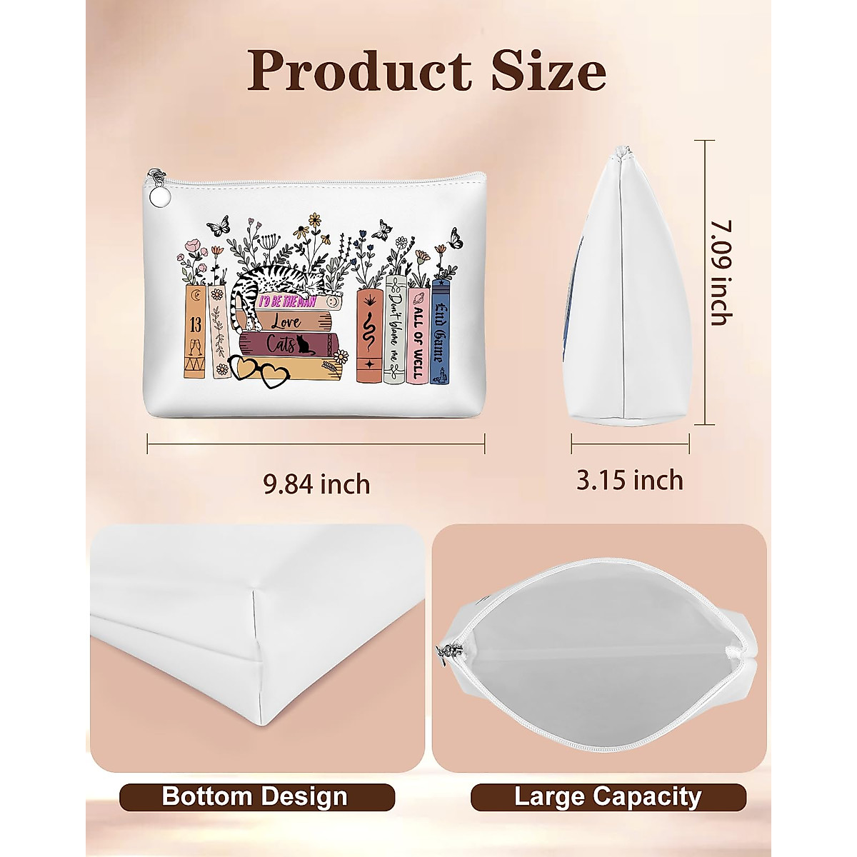 LISEVO Makeup Bag, Choice for Cartoon Make Up Bag for Women Friends Sister, Idea PU Leather Portable Makeup Pouch Travelling Cosmetic Toiletry Bag