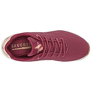 Skechers Women's UNO-Shimmer Away Sneaker, Burgundy, 7.5