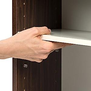 IRIS USA 3-Tier Cubby Storage Bookshelf with Adjustable Shelves, 10" Width Stackable Easy Assembly Space Saving Shelving Unit Bookcase, Walnut Brown/White