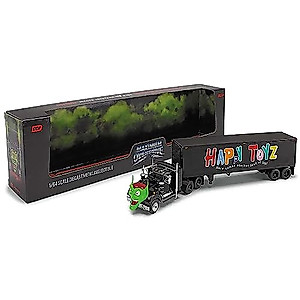 Western Star Truck with Green Goblin Head and 40' Vintage Trailer Happy Toyz Black Maximum Overdrive (1986) Movie 1/64 Diecast Model by DCP/First Gear 60-1503