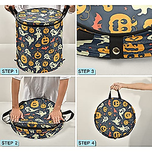 Halloween Ghost Pumpkin Pop Up Laundry Hamper with Lid Foldable Storage Basket Collapsible Laundry Bag for Apartment Travel Picnics