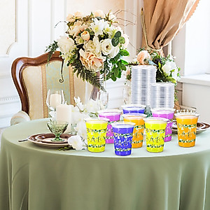 Jinei 60 Pcs Eucalyptus Baby Shower Supplies 16 oz Baby Shower Plastic Cups Bulk Sage Green Baby Shower Disposable Cups for Baby Shower Birthday Party Favors Gender Reveal Decoration