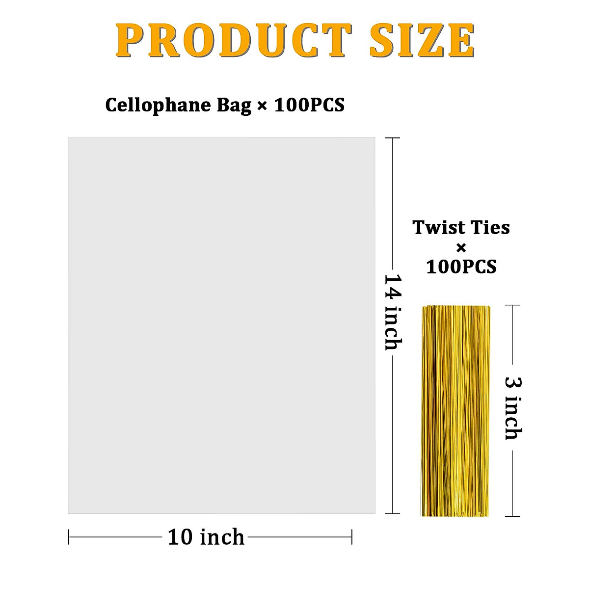 100pcs Cellophane Bags 10x14 Cellophane Wrap Goodie Bags Large Clear Gift Bags Party Favors Bags Clear Treat Bags with Ties Plastic Gift Bags Packaging Bags for Cookie Candy
