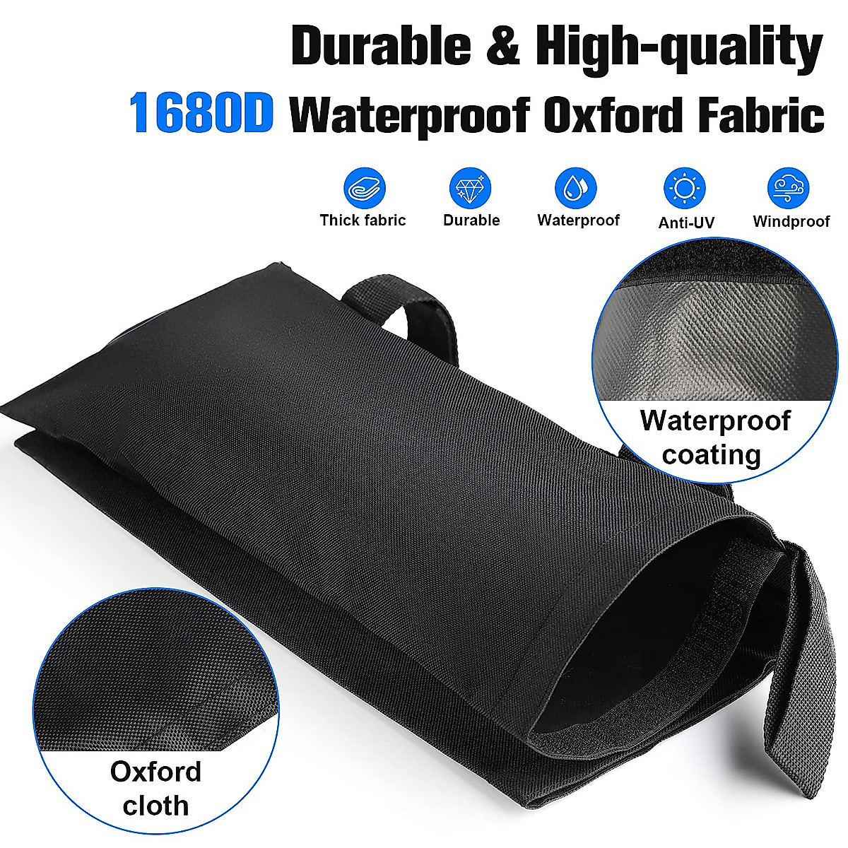 FINEST+ Canopy Weights 4 Pcs, Tent Weights for Legs,1680D Waterproof UV Protection Pop up Canopy Tent Weights Bag, Sand Bags for Any Pop Up Tent Gazebo Canopy Outdoor Sun Shelter Umbrella Pool Ladder