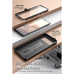 SUPCASE Unicorn Beetle Pro Series Case for Google Pixel 6 (2021 Release), Full-Body Rugged Belt-Clip & Kickstand Case with Built-in Screen Protector (Black)