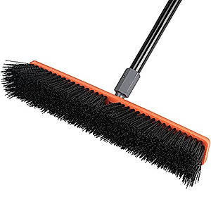 18inch Push Broom Outdoor - Heavy Duty Broom for Driveways, Sidewalks, Patios and Deck Cleans Dirt, Debris, Sand, Mud, Leaves and Water-18 Wide Bristles