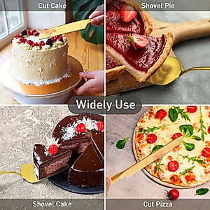 GIEBYIE 2Pcs Wedding Cake Knife and Server Set, Premium Cake Cutter includes 10.63" Cake Knife and 9.25" Pie Server, Stainless Steel Cake cutting set for Wedding, Birthday, Anniversary, Gold