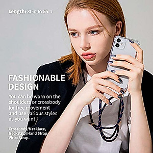 SHARON6 Crossbody Phone Case Compatible with iPhone 11 Clear Transparent PC+TPU Hard Case Holder Adjustable Lanyard Strap Necklace TUK CASE (Black)