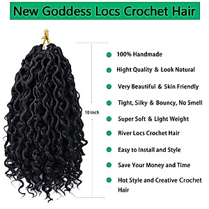 4 Packs Faux Locs Crochet Hair 36 Inches locs Super Long New Soft Locs Crochet Braids Pre-looped Curly Wavy Goddess Locs Braiding Hair for Women Synthetic Hair Extensions （18 strands/pc，#1B）