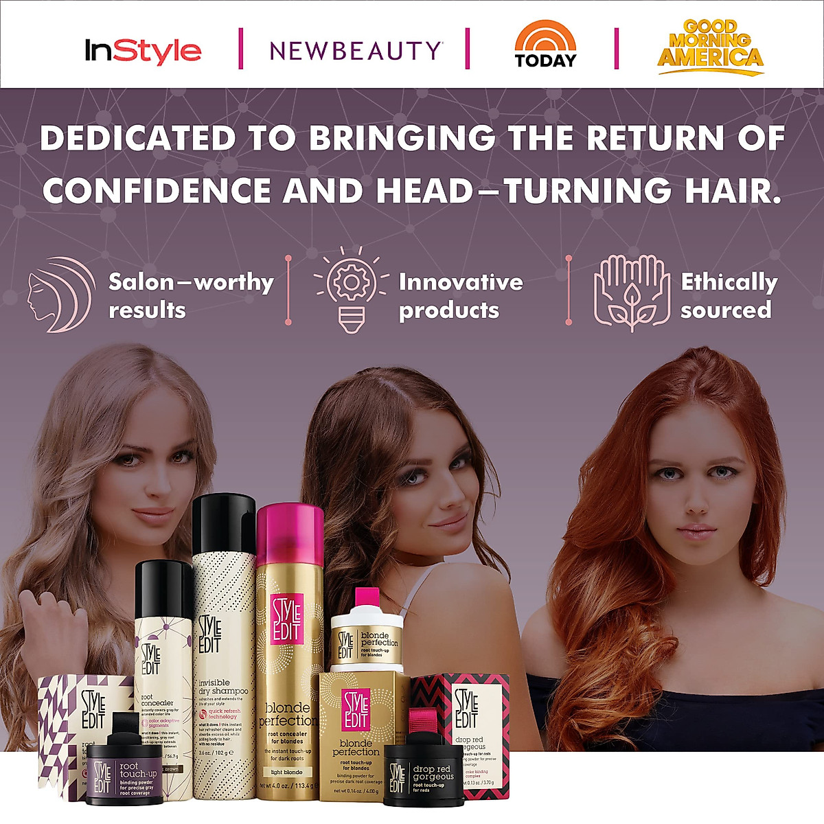 Style Edit Root Touch Up Powder for Light Brown Hair | Cover Up Hair Color for Grays and Roots Coverage | Mineral Infused Binding Hairline Powder