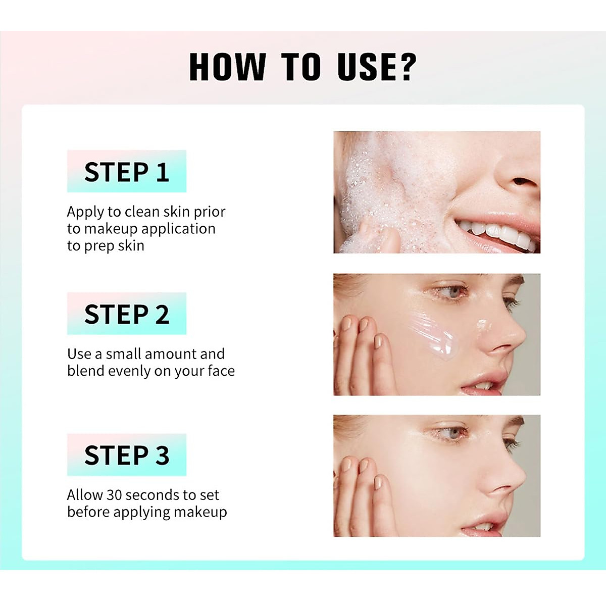 2 Pcs Power Grip Primer for Face Foundation,Hydrating Base Face Primer Gel Long-Wear Primer Foundation Face Moisturizes Makeup for Oily and Dry Skin (Evens Skin Tone+Hydrates Skin)