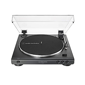 Audio-Technica AT-LP60X Fully Automatic Belt-Drive Stereo Turntable with Built-in Preamp and USB Output Vinyl Playback Bundle with 3-Inch Powered Studio Monitors Pair (Black) (3 Items)